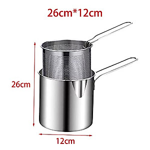 Generic Stainless Steel Deep Fryer Pot with Basket for Tempura,Fried Chicken Legs,French Fries