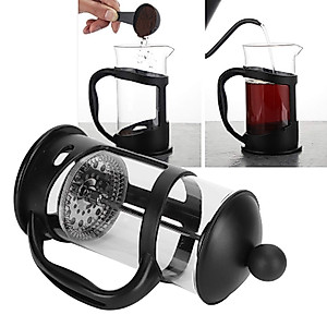 KUIKUI French Press Coffee Maker, Espresso Tea and Coffee Maker, High Temperature Resistant Borosilicate Glass Coffee Press Teapot for Camping Travel Gifts, Black (1000ml)