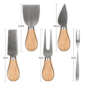 XILAZAB Cheese Knife Set Premium Cheese Knives Set with Wooden Handle,Mini Cheese Board Knife Set,Cheese Slicer,Butter Cutter,Cheese Spreader,Cheese Fork,Charcuterie Accessories