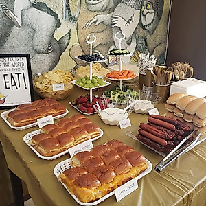 FEOOWV 2pcs 3 Tier Round &3pcs Rectangle Serving Trays, Plastic Party Cake Stand and Cupcake Holder Fruits Dessert Display Plate Table Decoration for Wedding Birthday Party Celebration(Set of 5pcs)