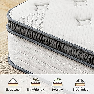 TeQsli Twin Mattress, 12 Inch Memory Foam Innerspring Hybrid Mattress in a Box