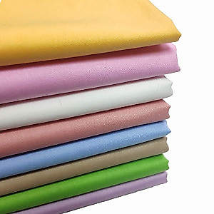 Qililandiy 8 Pcs Plain Solid 100% Cotton Fabric Fat Quarters Quilting Sewing DIY Handmade Crafts Patchwork for Home Textile Sewing (Candy Series)