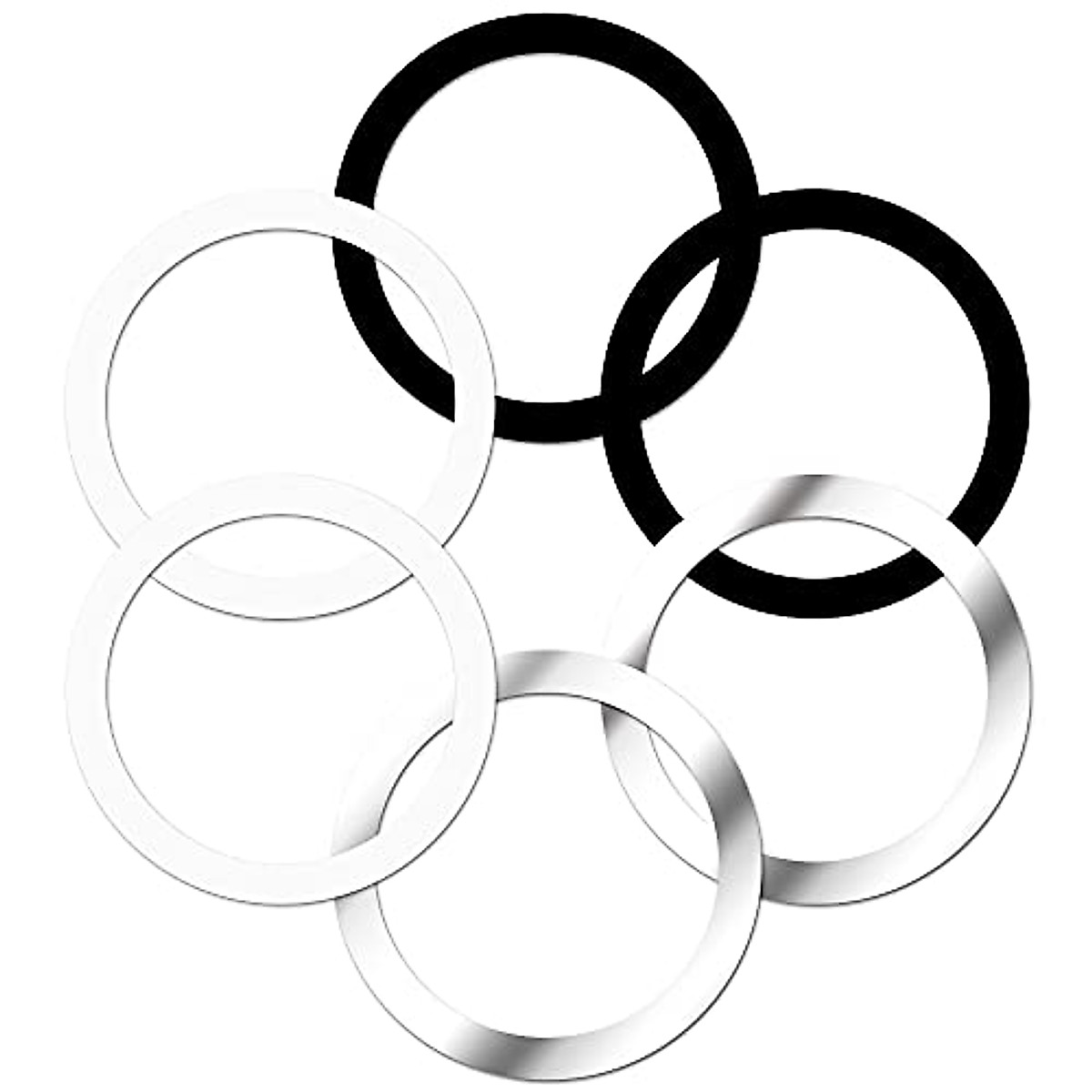 WYNK Magnetic Wireless Charger Universal Metal Rings 6 PCS Compatible for Apple Magsafe Charger, Compatible with iPhone 14/13/12 Series(Mini/Plus/Pro/Pro Max) and Samsung Galaxy(Black+White+Sliver)