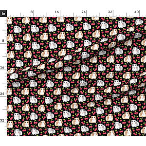 Spoonflower Fabric - Guinea Pigs Black Pig Summer Fruit Red Cute Printed on Petal Signature Cotton Fabric Fat Quarter - Sewing Quilting Apparel Crafts Decor
