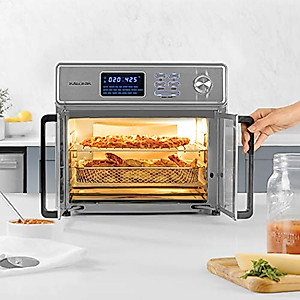 Kalorik 26 QT Digital Maxx Air Fryer Oven with 7 Accessories, Roaster, Broiler, Rotisserie, Dehydrator, Oven, Toaster, Pizza Oven and Slow Cooker. Includes Cookbook. Sears up to 500⁰F. Extra Large Capacity, All in One Appliance. Stainless Steel. AFO 47269