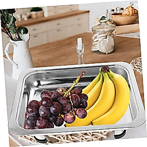 2pcs Steel Buffet Restaurant Food Warmer Chafing Warmers Catering Serving Dish Chafing Dishes with Lids Flat Bracket Square Griddle Pan Four-Leg Buffet Tray Buffet Fruit Tray Steam