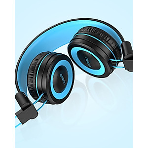 NIVAVA Kids Headphones, K8 Wired Headphones for Kids with Adjustable Headband, 3.5 MM Jack for School, Foldable On-Ear Headset for Girls Boys Kindle Tablet Cellphones Airplane Travel(Blue)