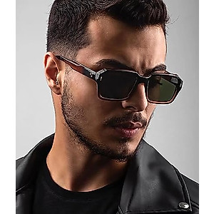 EYLRIM Square Frame Sunglasses for Women Men Fashion Rectangle Sun Glasses UV400 Protection Black Shades(A1 Black/Grey)