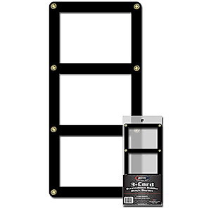 BCW 3 Card Screwdown Holder | Black Border | Holds 3 Standard Trading Cards | Recessed Card Areas | High Impact Polystyrene | Trading Card Display Frame | Sports Card Holder | Baseball Card Stand