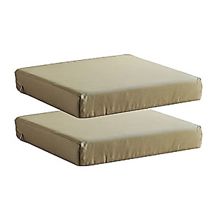 Patio Chair Cushions Non Slip Bottom Chair Pad with TiesSet of 2 Waterproof Square Outdoor Seat Cushion Replacement for Garden Swing Furniture 18x18 Inch, Light Khaki