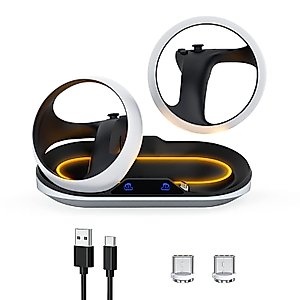 Tenvoonl Charging Station for PlayStation VR2 Sense Controller,PSVR2 Charger with LED Indicator,PS VR2 Charging Dock with 2 Magnetic Type-C Connectors and Type-C Cable