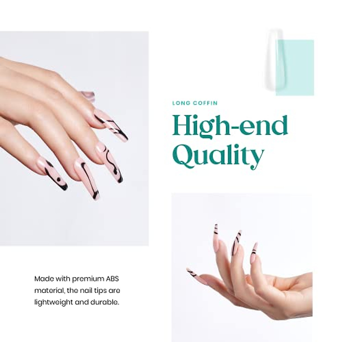 Beetles Gel Nail Kit Easy Nail Extension Set 5 In 1 Nail Glue Gel Base Coat with Pre shaped Long Coffin Soft Gel Nail Tips and Led Nail Lamp Acrylic Nail Clipper for Nail Art Diy Home Manicure