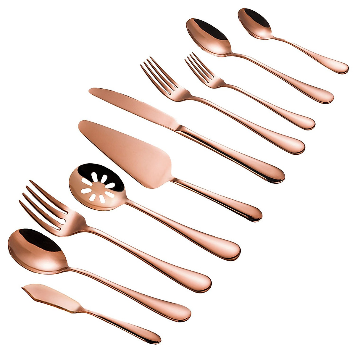 Flatware Set, Magicpro Modern Royal 45-Pieces rose gold Stainless Steel Flatware for Wedding Festival Christmas Party, Service For 8