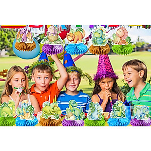 12PCS Dinosaur Baby Shower Honeycomb Centerpieces Dinosaur Birthday Decoration Dinosaur Party Table Decoration for Kids Dinosaur Theme Baby Shower Table Centerpieces