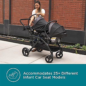 Contours Options V2 Lightweight Inline Tandem Double Stroller with Reversible Seats, Infant and Toddler Stroller, Twin Stroller – Greige (Greige)