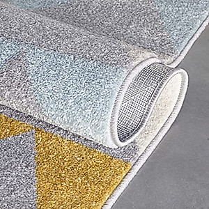 Well Woven Mystic Nova Grey Modern Geometric 5'3" x 7'3" Distressed Area Rug, 5 ft 3 in x 7 ft 3