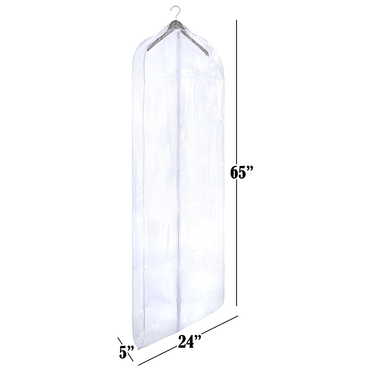 Handy Laundry Clear Vinyl Gown Bag - Protect Your Clothing While Traveling and Dust Free While Hanging in Your Closet. Ideal for Coats, Suits, Dresses or Gowns - Set of 2 (24 X 65 Inches)