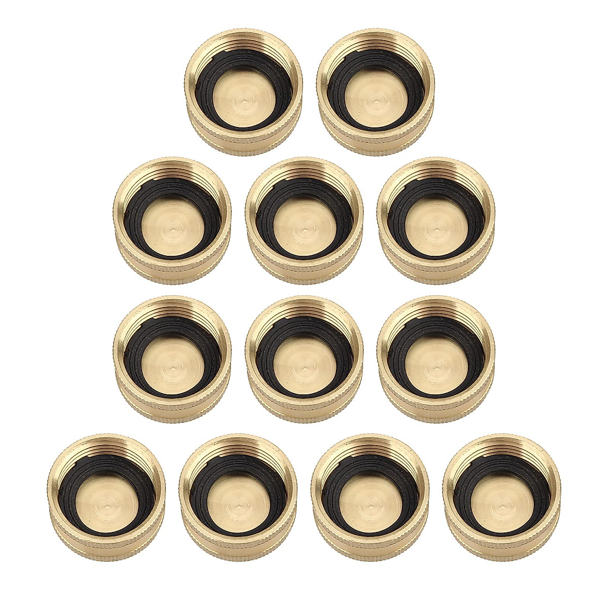 Carbbia 12PCS 3/4" Garden Hose Cap Garden Hose Connector Brass Cap with Washer Female Fitting Cap
