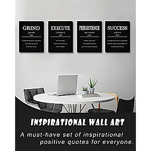 Inspirational Office Canvas Wall Art with Wooden Frames | Motivational Wall Decor for Office | Positive Affirmations Quotes Wall Art for Living Room | Encouraging Posters for Bedroom | Sayings for Wall Decor | 8” x10” x4 PCS (Wood Frames)