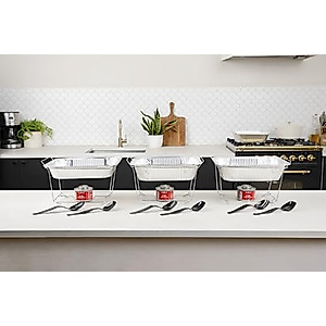 Alpha Living Disposable Chafing Dish Buffet Set, Food Warmers for Parties, 6hr Fuel Cans Complete Set, Half Size Pans, Warming Trays (3 Pack)