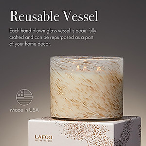 LAFCO New York 2024 Holiday 3-Wick Candle, White Maple Bourbon - 30 oz - 120-Hour Burn Time - Reusable, Hand Blown Glass Vessel - Made in The USA