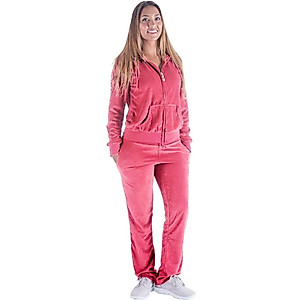 Facitisu Tracksuit for Women Set 2 Piece Joggers Velour Jogging Sweat Outfits Hoodie and Sweatpants Set XL, Coral