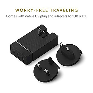 Native Union Smart Hub PD 45W – Power Delivery Enabled Fast-Charging 3-Port USB-A & USB-C Wall Charger – Compact Design with Dust-Repellent Silicone, Foldable Pins & Includes Travel Adapters (Slate)