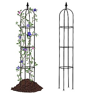 Lalahoni Trellis for Climbing Plants Outdoor, Rustproof Plant Support Potted Flowers Vegetable Vine Indoor Outdoor Garden Obelisk, 6ft Tall Rose Black 1pc