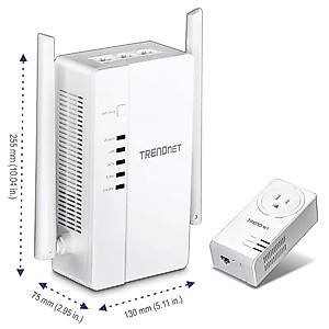 TRENDnet Wi-Fi Everywhere Powerline 1200 AV2 Dual-Band AC1200 Wireless Access Point Kit, Includes 1 x TPL-430AP and 1 x TPL-423E, 3 x Gigabit Ports, Easy Installation, White, TPL-430APK
