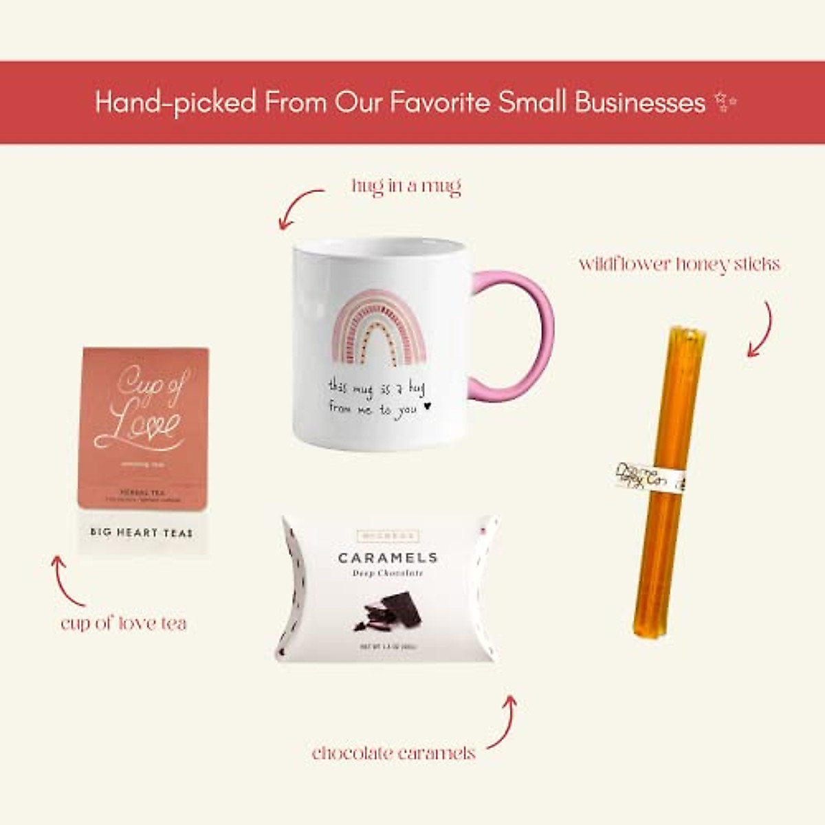 Unboxme Mug + Tea Gift Box For Her | Get Well Soon, Thinking Of You, Sympathy, You Got This, or Birthday Gift Basket | Care Package For Women, Mom, Sister, Best Friend (Sending Hugs Card)