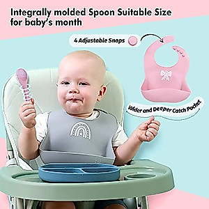 Miracle Baby 4pack Baby Plates And Bowls Sets, Silicon Baby Feeding Set, Suction Plates For Baby, Bowl Bib Spoons Baby Tableware Set, BPA Free Baby Essentials For 6-36 Months Toddler