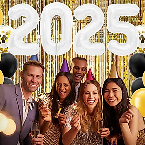 2025 Balloons White Number Balloons 2025 40 Inch 2025 Numbers for New Year Party Large 2025 Foil Mylar Balloon for 2025 New Year Eve Party Supplies Festival Birthday Anniversary Graduation Decorations