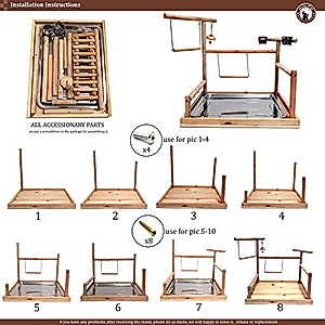 Mrli Pet Large Parrots Playstand Bird Playground Wood Perch Gym Stand Playpen Bird Ladders Exercise Playgym with Feeder Cups for Electus Cockatoo Parakeet Conure Cockatiel Exercise Toy