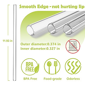 LEPCY 12 inch Reusable Straws for Stanley & Simple Modern 40 OZ Tumbler. 6 Plastic Replacement Straws + 2 Straw Cleaner Brush. Clear and BPA Free, Protective Brush Handle Protects Your Finger