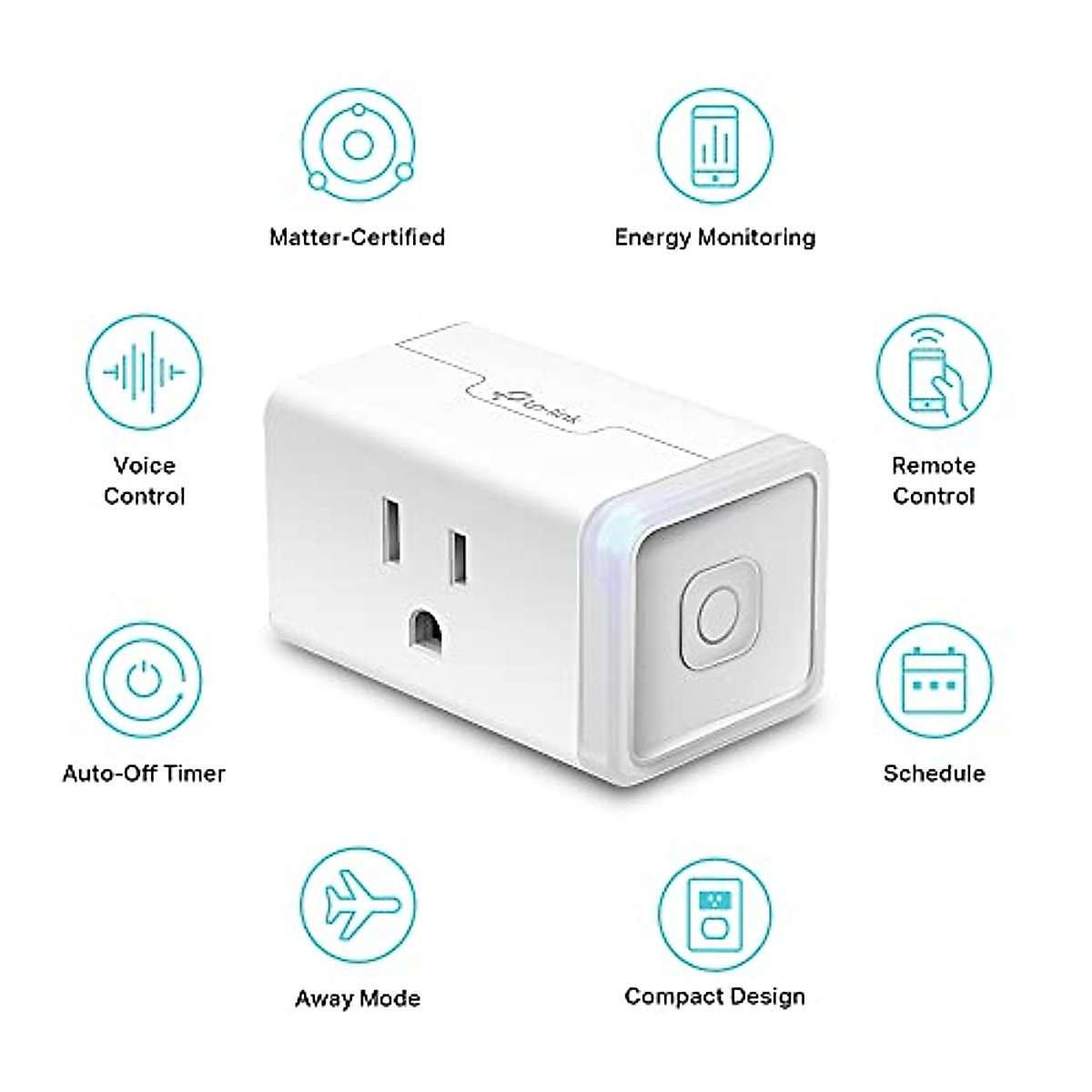 Kasa Matter Smart Plug w/ Energy Monitoring, Compact Design, 15A/1800W Max, Super Easy Setup, Works with Apple Home, Alexa & Google Home, UL Certified, 2.4G Wi-Fi Only, White, KP125M (2-Pack)