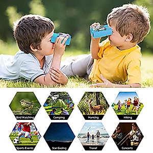 Binoculars for Kids Best Gifts for 3-12 Years Boys Girls 8x21 High-Resolution Real Optics Mini Compact Binocular Toys Shockproof Folding Small Telescope for Bird Watching, Camping, Sky Blue