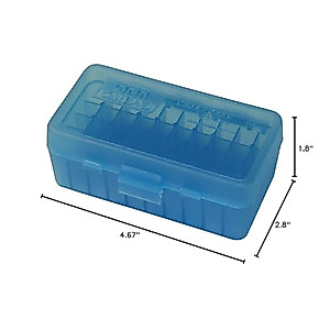 MTM 50 Round Flip-Top Ammo Box 38/357 Cal (Clear Blue)