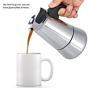 Haofy Portable Stainless Steel Coffee Pot Moka Maker Mocha Pot Coffee Brewing Tool (100ml)