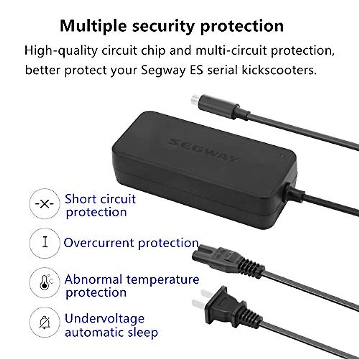 Segway-Ninebot Segway Ninebot Battery Charger for ES2/ES4/E22/ES1L Electric Kick Scooter, 42V 1.7A Power Supply Cord, Multiple Security Protection, UL& CE Certified, Black