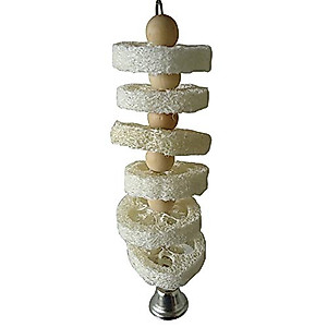 N/ hfjeigbeujfg Bird Toy,Parrot Cage Chewing Toys Hollow Loofah Wooden Beads Bell Parrot Chewing Bite Cage Hanging Birds Pet Toy - Wood Color