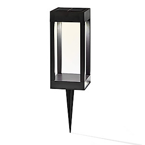 LampLust Solar LED Pathway Light - 9 Inch Tall, Cool White or Color-Changing, Modern Outdoor Bollard Lighting, Built-in Solar Panel, Stake & Battery Included