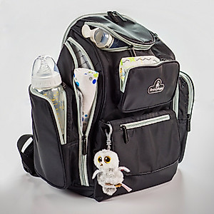 Primo Passi Baby Diaper Bag Backpack with Insulated Pockets, Wipes Case, Changing Pad, and Stroller Straps (Grey)