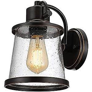 Bedroom wall lights, Wall Sconces, Pendant Lights Architectural Wall Sconces Compatible with Entryway, Porch, Doorway| Indoor Outdoor Wall Sconce | Clear Seeded Glass Shade | Oil Rubbed Bronze Finish