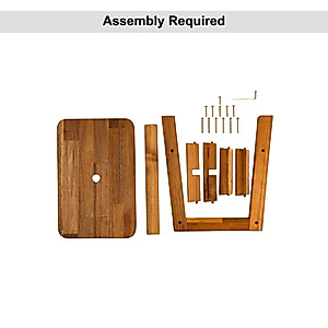 Dolonm Acacia Wood Stool Rectangle Small End Table, for Living Room Sofa Stool, Bedroom Makeup Stool, Bathroom Stool Wood 17.7" D x 11.4" W x 17.5" H, Natural