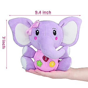 Aiduy Baby Toys 6 to 12 Months - 6 Months Old Plush Elephant Baby Toy Musical Infant Toys - Babies Light Up Toys for 1 Year Old Boy & Girl Newborn Baby Gift 0 3 6 9 12 Months
