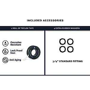 Morvat Heavy Duty 150 Foot Stainless Steel Garden Hose with All Brass Shut-Off Valve, Kink and Tangle Free, Crush and Puncture Resistant, Includes Roll of Teflon Tape and Extra Washers