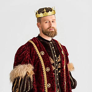 Sureio 2 Pcs Antique Royal King Crown for Men Baroque Queen Crown for Crystal Tiara Prom Cosplay Birthday Wedding Party Hair Headband Accessories(Vivid Style)