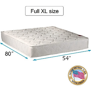 Dream Solutions USA Legacy Double-Sided Full Extra Long Size Mattress Only with Mattress Cover Protector Included - Orthopedic, Innerspring coils, Fully Assembled, Long Lasting Comfort