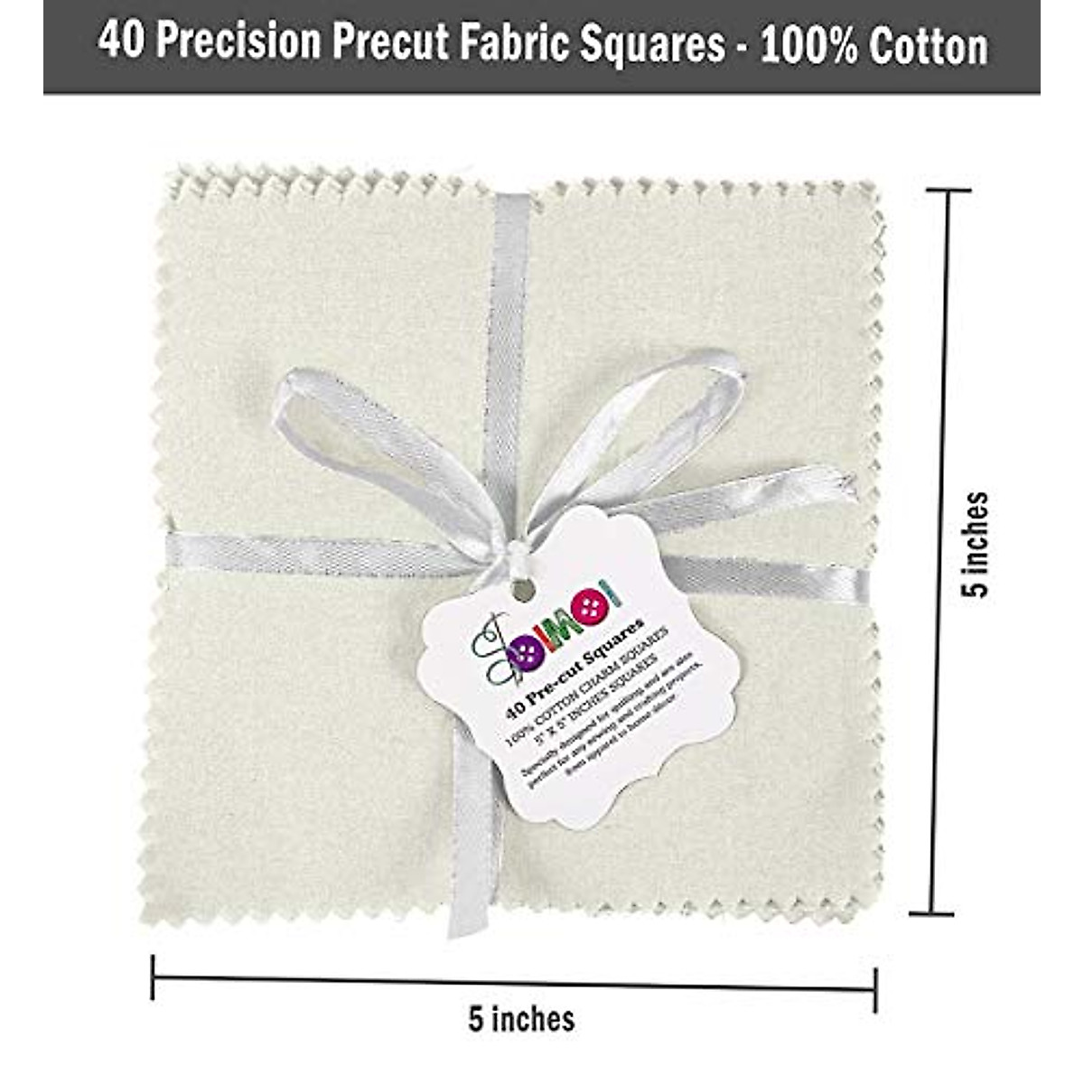 Soimoi Solid White Precut 5 inch Cotton Fabric Quilting Squares Charm Pack DIY Patchwork Sewing Craft