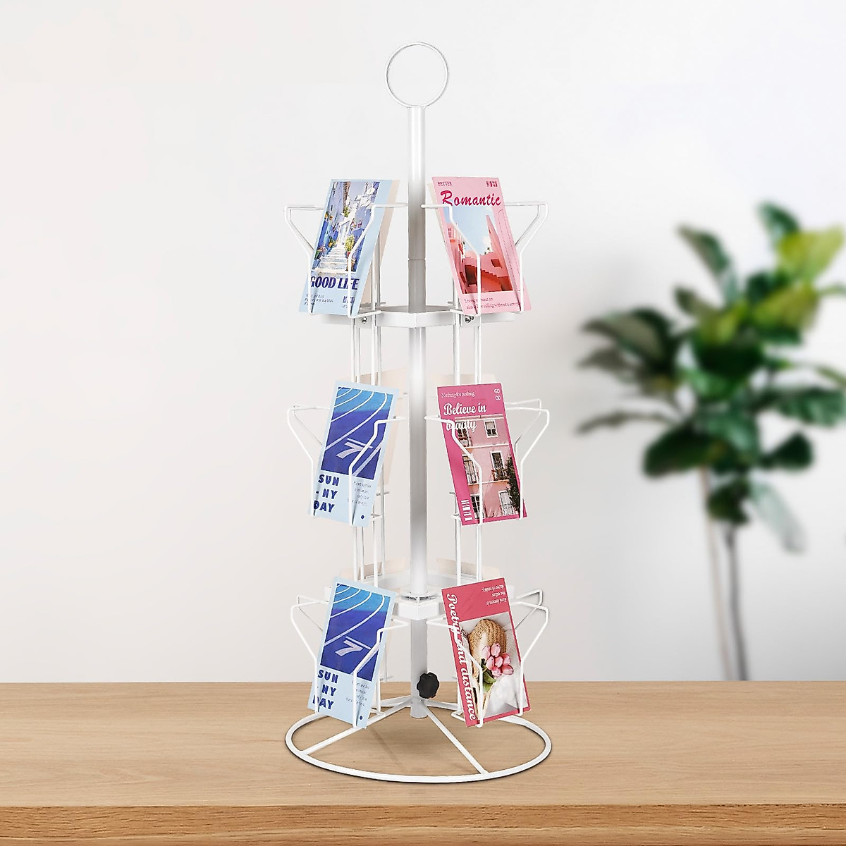 Liitrton Greeting Card Rack Card Display Rack Countertop Rotating Metal Postcard Rack Retail Display Rack for Stickers Postcard 3 Tier